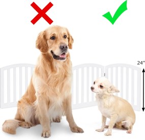 Costway 4dílná skládací zábrana pro psy volně stojící dřevěná, bílý