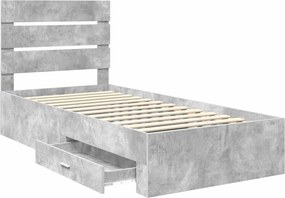 Rám postele se zásuvkou Betonově šedá a stříbrná 70 x 190 cm 3412030