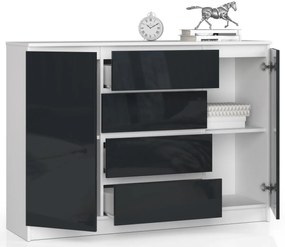 Komoda Rollo Z 140 cm grafit lesk/bílá