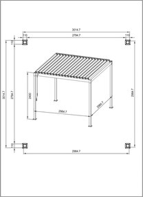 BIZZOTTO Světlá hliníková pergola s uzavíracími lamelami GARDA 3x3 m 0796085