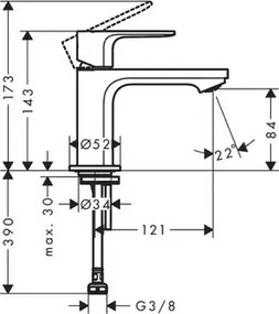 Hansgrohe Rebris E - Umyvadlový ventil chrom