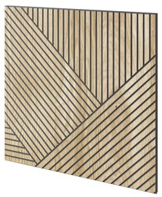 Lamelový panel GRANADA - DUBOVÁ DÝHA, ČERNÝ podklad MDF, 600 x 600 mm