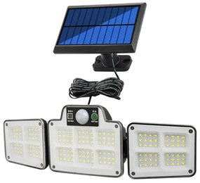 Hjlight Solární LED světlo s čidlem pohybu, dálkovým ovládáním a třemireflektory