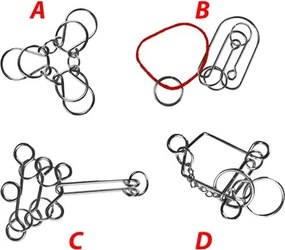 Kovový hlavolam puzzle skládačka / Hlavolam / 4 varianty provedení / k