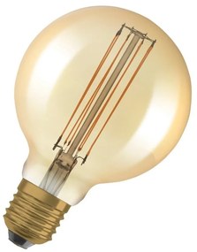 Zlatá vintage LED žárovka E27 5,8 W GLOBE, teplá bílá