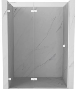 Mexen, Mexen Lunar levé otočné sprchové dveře 130 cm, transparentní, bílé - 834-130-000-20-00-L