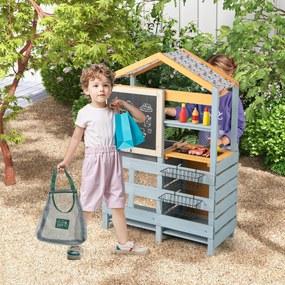 Costway 2-IN-1 bahenní kuchyňka dětská venkovní dětská kuchyňka dřevěná s taškou