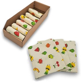 usporadejto.cz 6ks vaflových kuchyňských utěrek + úložný box - OVOCE