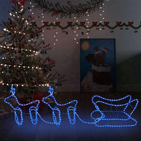 vidaXL Vánoční dekorace sobi a sáně venkovní 576 LED diod [329812] Barva: Modrá