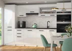 Kuchyňská linka Belini 300 cm bílý lesk
s pracovní deskou Syntka2  INF SYNTKA2/5/WT/W/0/B1