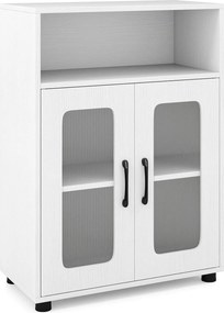Costway Koupelnová skříňka volně stojící podlahová s 2 dvířky a 3 nastavitelnou