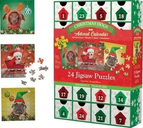 EUROGRAPHICS Puzzle Adventní kalendář: Vánoční pejsci / 24x50 dílků /