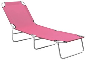 Skládací zahradní lehátko ocel a textil růžové 310330