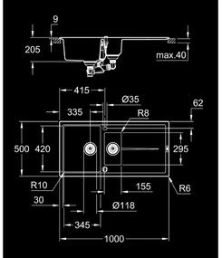 GROHE 31642AP0 - Dřez K400 1000 × 500 mm granit/černá