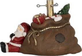 Hnědý stojan na stromek ve tvaru pytle a se Santou Christmas - 46*31*30 cm
