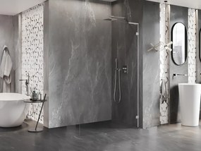 Mexen, Mexen Lunar L sprchová stěna pravá 80 x 200 cm, průhledná 8 mm, chrom - 830L-080-000-01-00-P