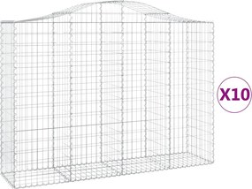 Klenuté gabionové koše 10ks 200x50x140/160cm pozinkované železo 3145690