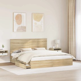 Postel s úložným prostorem se zásuvkou Sonoma dub 180 x 200 cm 3409526