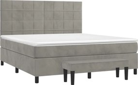 Box spring postel s matrací světle šedá 160x200 cm samet 3137851