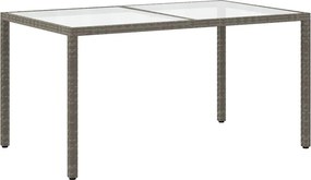 Zahradní stůl 150 x 90 x 75 cm tvrzené sklo a polyratan šedý 316707
