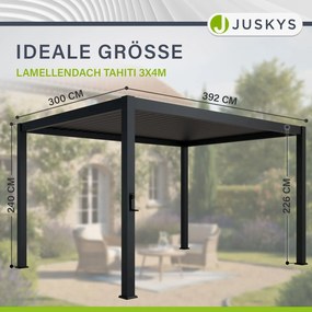 Juskys Lamelová pergola Tahiti 3 × 4 m s boční stěnou 4 m