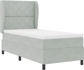 Postel s boxspringem s čelo Světle šedá 200 x 100 cm samet 3340970