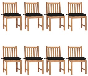 Zahradní židle s poduškami 8 ks masivní teak,  3073164