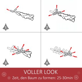 Umělý vánoční stromek 180 cm umělá borovice se 724 větvemi kovový stojan pro interiér