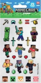 Třpytivé samolepky Minecraft / Ve fólii / 25 ks / 19,5x9,5 cm / 3+