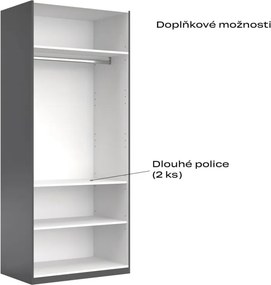 Skříň 2dveřová bez zrcadel série N, grafit Dominika