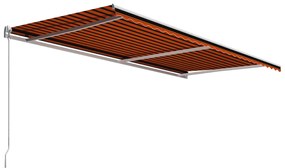 vidaXL Marketos Ručně zatahovací markýza 600 x 300 cm oranžovo-hnědá