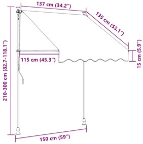 vidaXL Marketos Ručně zatahovací markýza 150 cm oranžovo-bílé pruhy