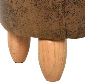 HOMCOM Úložný Otoman ve Tvaru Bison, Moderní Stolička do Obývacího Pokoje, Polstrované Sedátko, Dřevěný Rám, 62x35x36cm, Hnědá