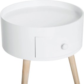 HOMCOM konferenční stolek se zásuvkou kulatý odkládací stolek konferenční stolek s nosností do 50 kg 38x38x45cm v bílé barvě do obývacího pokoje a lo…