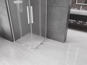 Mexen Velar L Duo, sprchový kout s posuvnými dveřmi 80 x 80 cm, 8mm sklo námraza, bílá matná, 871-080-080-02-33-20