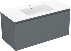Mexen Orio, koupelnová skříňka 100 cm s umyvadlem Otis, 1 zásuvka, grafitová matná/bílá matná, 91A10-10047-1-BF66-W18M01
