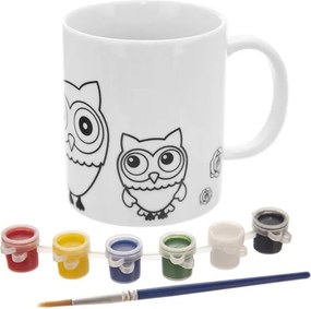Porcelánový hrnek SOVA s barvami a štětcem, 380 ml