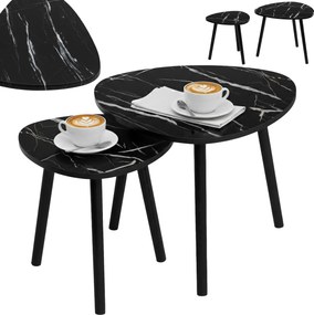 Velaco Set 2 konferenčních stolků TIG-4 54, imitace černého mramoru/černá