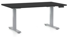 Výškově nastavitelný stůl OfficeTech D, 140 x 80 cm, šedá podnož, černá