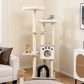 Costway 176 cm 6patrové škrabadlo s útulnými podložkami a jeskyně a cat arch