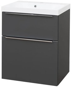 Mereo Mereo, Mailo, koupelnová skříňka s umyvadlem z litého mramoru 61 cm, bílá, dub, antracit, CN530M