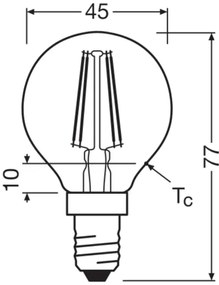 LED žárovka E14 OSRAM Filament 3,4 (40W) teplá bílá (2700K) stmívatelná