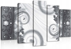 Obraz 100x60 modulární triptych šedý bílý ornament dekor elegance