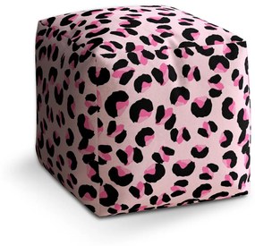 Sablio Taburet Cube Růžový gepard: 40x40x40 cm