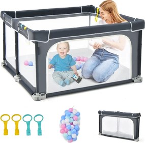 Costway Square Dětská ohrádka Velký hrací plot tmavě – 124 × 124 cm, tmavě šedá