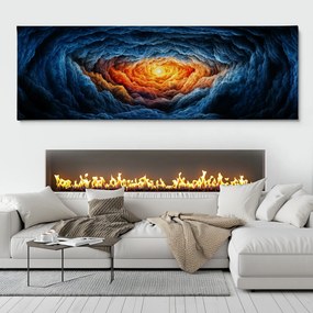 Obraz na plátně - Za světlem skrz jeskyni FeelHappy.cz Velikost obrazu: 60 x 20 cm