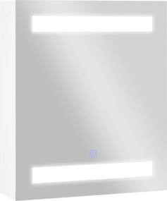 HOMCOM LED zrcadlová skříňka 9 W Koupelnová skříňka s zrcadlem Koupelnová skříňka s dotykovým spínačem Funkce měkkého zavírání Bílá 50 x 15 x 60 cm