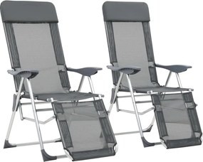 vidaXL Skládací kempingové židle s podnožkami 2 ks textilen [360145] Barva: Šedá