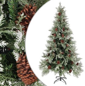 Vánoční stromek se šiškami zelenobílý 225 cm PVC a PE 340536