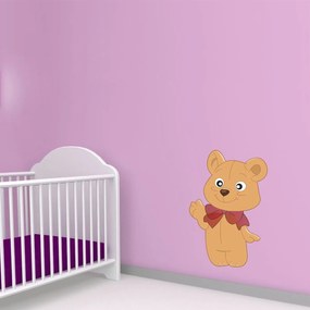 Barevná samolepka na zeď - Mávající medvídek (79x120 cm) - PopyDesign